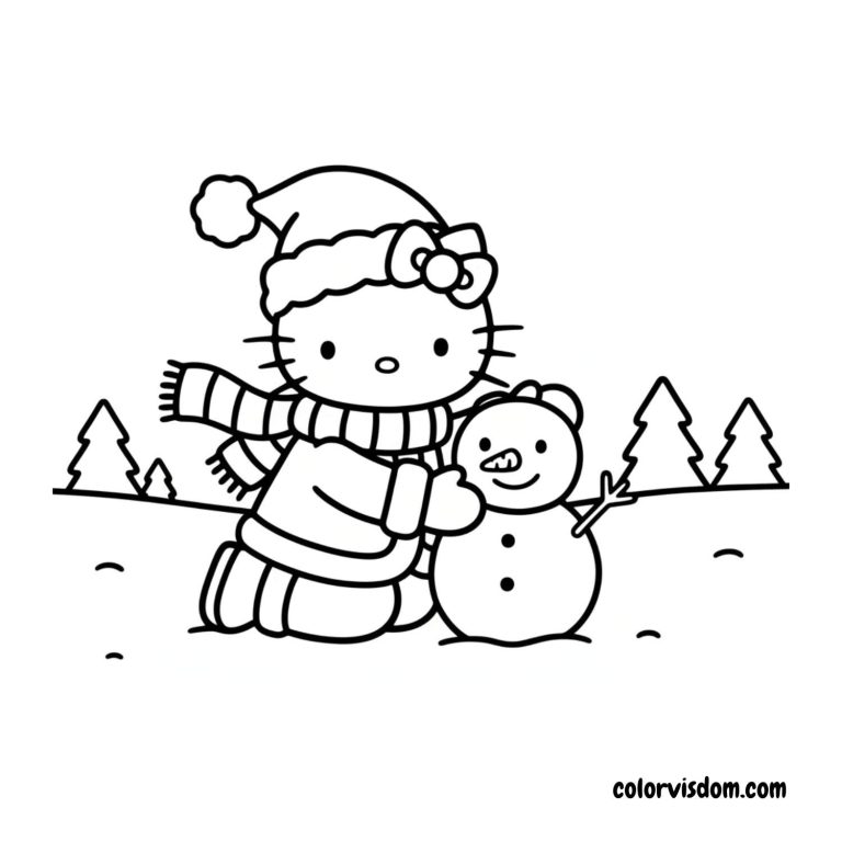 Hello Kitty Christmas Coloring page – Cute Holiday Pages- Colorvisdom